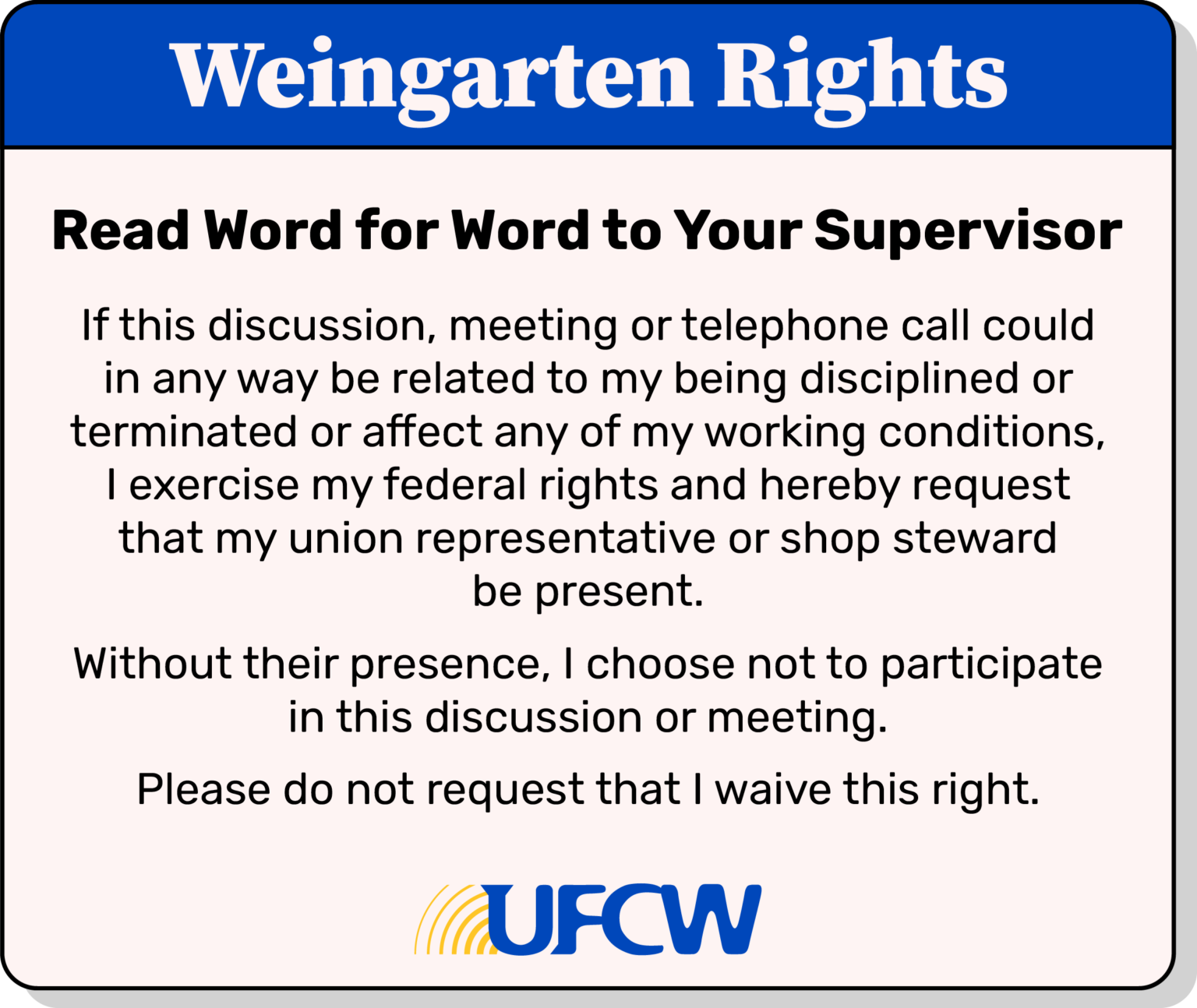 UFCW 1428 wants you to know your Weingarten Rights! – UFCW Local 1428